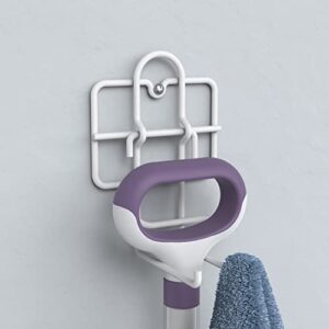 ClosetMaid 3463 Broom & Dustpan Holder for Wall Mount, Durable White Metal Steel