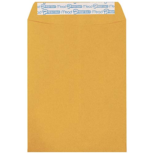 Mead Letter Size Mailing Envelopes, Press-It Seal-It Self Adhesive Closure, All-Purpose 24-lb Paper, 9" X 12", Brown Kraft Material, 25/Pack (76086)