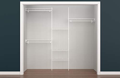 ClosetMaid 5 Ft. to 8 Ft. SuperSlide 6-Shelf Closet Organizer Kit, White, 5636