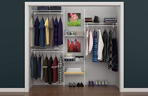 ClosetMaid 5 Ft. to 8 Ft. SuperSlide 6-Shelf Closet Organizer Kit, White, 5636