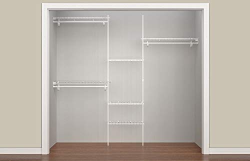 ClosetMaid 5 Ft. to 8 Ft. SuperSlide 6-Shelf Closet Organizer Kit, White, 5636