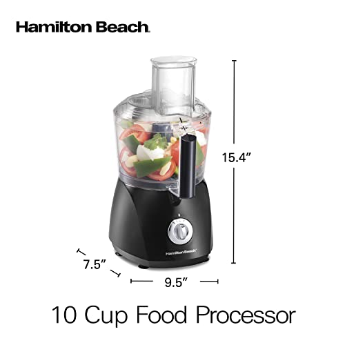 Hamilton Beach ChefPrep 10-Cup Food Processor & Vegetable Chopper with 6 Functions to Chop, Puree, Shred, Slice and Crinkle Cut, Black (70670)