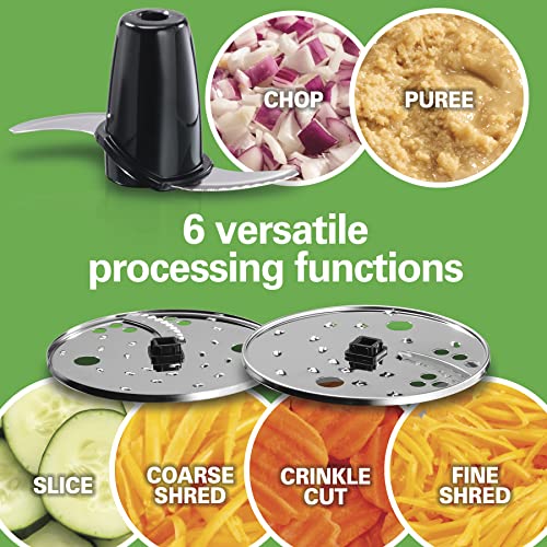 Hamilton Beach ChefPrep 10-Cup Food Processor & Vegetable Chopper with 6 Functions to Chop, Puree, Shred, Slice and Crinkle Cut, Black (70670)