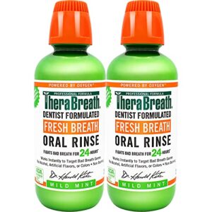 therabreath fresh breath dentist formulated oral rinse, mild mint, 16 ounce (pack of 2)