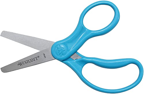 Westcott 13140 Right- and Left-Handed Scissors, Kids' Scissors, Ages 4-8, 5-Inch Blunt Tip, Assorted, 12 Pack