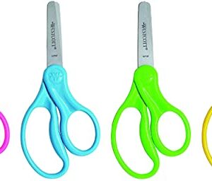 Westcott 13140 Right- and Left-Handed Scissors, Kids' Scissors, Ages 4-8, 5-Inch Blunt Tip, Assorted, 12 Pack