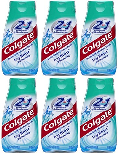 Colgate 2 in 1 Toothpaste Mouthwash Whitening 4.6 Tubes, Icy Blast, 27.6 Oz, Pack of 6