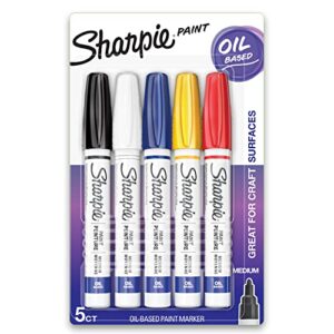 sharpie oil-based paint markers, fine point, assorted colors, 5 count – great for rock painting