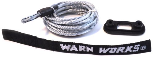 WARN 76065 PullzAll Portable Electric Winch Accessory: Replacement Galvanized Steel Cable Wire Rope with Hawse Fairlead, 7/32" Diameter x 15' Length