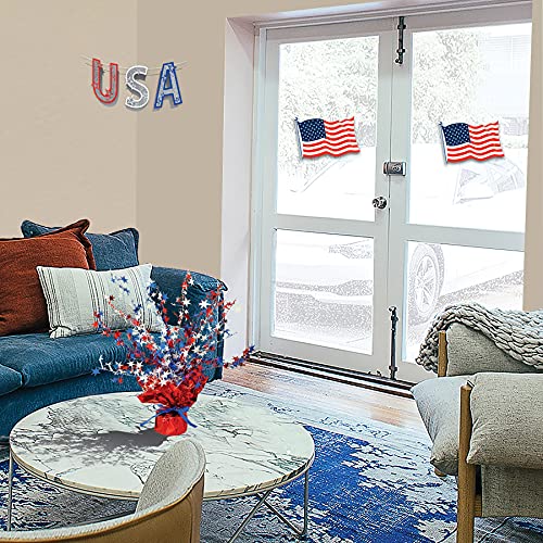 Beistle Metallic Plastic USA Patriotic Star Gleam ‘N Burst Centerpiece – American 4th Of July Decorations , Red White and Blue