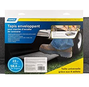 Camco Wrap Around Step Rug- Protects Your RV From Unwanted Tracked In Dirt, Works on Electrical and Manual RV Steps - Extra Large (Gray) (42935), 23 Inch