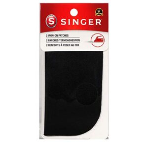 singer 00065 iron-on patches for clothing repair, 5-inch by 5-inch, 2-count, black