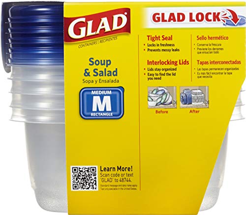 Glad Food Storage Containers, 24 oz, 5 Count