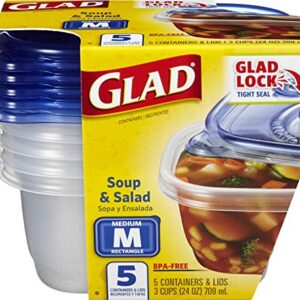 Glad Food Storage Containers, 24 oz, 5 Count