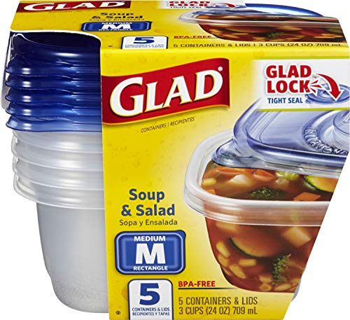 Glad Food Storage Containers, 24 oz, 5 Count