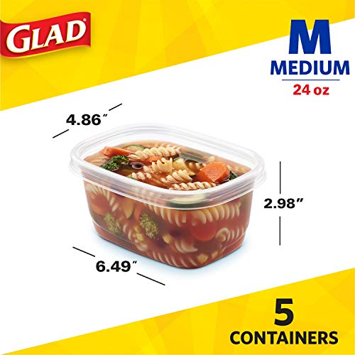 Glad Food Storage Containers, 24 oz, 5 Count