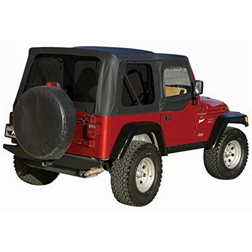 Rampage Factory Replacement Soft Top with Door Skins | Vinyl, Black Denim with Clear Windows | 99715 | Fits 1997 - 2006 Jeep Wrangler TJ