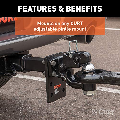 CURT 48180 Pintle Hitch with 1-7/8-Inch Trailer Ball, 16,000 lbs, Mount Required