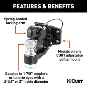 CURT 48180 Pintle Hitch with 1-7/8-Inch Trailer Ball, 16,000 lbs, Mount Required