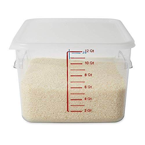 Rubbermaid Commercial Products, Plastic Space Saving Square Food Storage Container for Kitchen/Sous Vide/Food Prep, 12 Quart, Clear