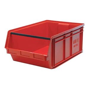 quantum storage qms743rd magnum heavy duty plastic storage bin with spread bar, 29″ x 18-3/8″ x 11-7/8″, red