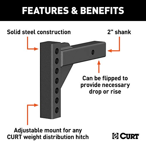 CURT 17100 Replacement Weight Distribution Hitch Shank, 2-Inch Receiver, 2-In Drop, 6-Inch Rise