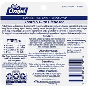 Orajel Elmo Fluoride-Free Tooth & Gum Cleanser with Finger Brush, Combo Pack, Fruity Fun Flavored Non-Fluoride, 0.7 oz.