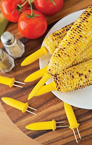 Fox Run 5398 Jumbo Corn Holders, Stainless Steel and Plastic, Set of 8