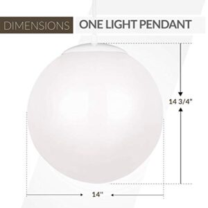 Sea Gull Lighting 6024-15 Leo Globe Pendant Hanging Modern Fixture, One - Light, White