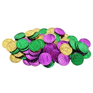 mardi gras plastic coins (asstd gold, green, purple) (100/pkg)