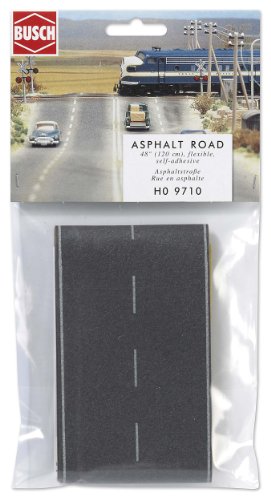 Busch 9710 Asphalt Road Wht Mrks 48" HO Scale Scenery Kit