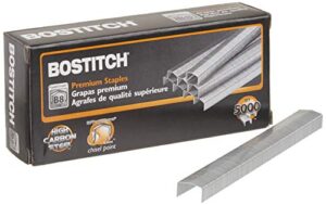 bostitch office b8 powercrown premium staples, 0.25 inch leg, full-strip (stcr21151/4), silver