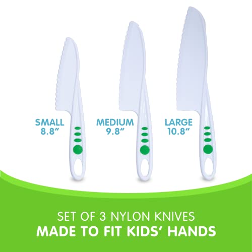 Curious Chef 3-Piece Nylon Knife Set, Real Cooking Tools Made To Fit Kids’ Hands; Great Gift For Birthdays, Holidays And Other Special Occasions