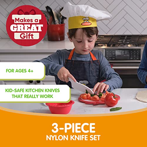 Curious Chef 3-Piece Nylon Knife Set, Real Cooking Tools Made To Fit Kids’ Hands; Great Gift For Birthdays, Holidays And Other Special Occasions