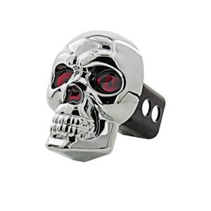 bully cr-018 chrome abs plastic universal fit truck skull led brake light hitch cover fits 1.25″ and 2″ hitch receivers for trucks from chevy (chevrolet), ford, toyota, gmc, dodge ram, jeep