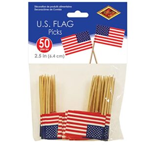 Beistle United States Of America Flag Food Picks 50 Piece Patriotic Party Supplies USA 4th Of July Decorations Labor Day Tableware