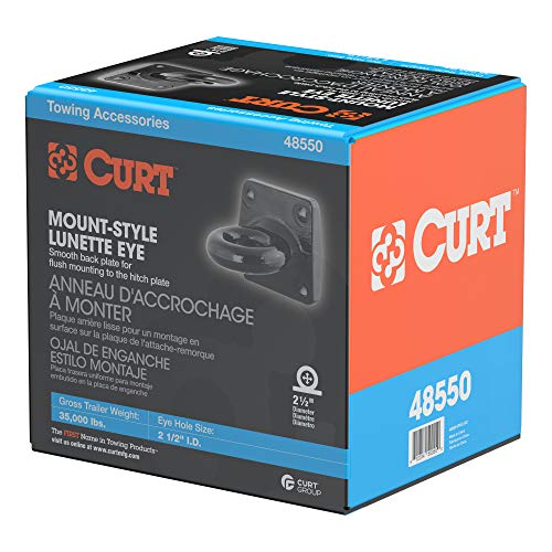 CURT 48550 Black Steel Pintle Hitch Lunette Ring 2-1/2-Inch ID, 35,000 lbs, 4-1/2-Inch Bolt Pattern