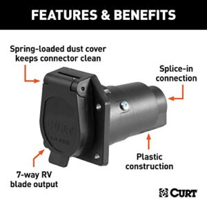 CURT 58150 Vehicle-Side 7-Pin RV Blade Trailer Wiring Harness Connector