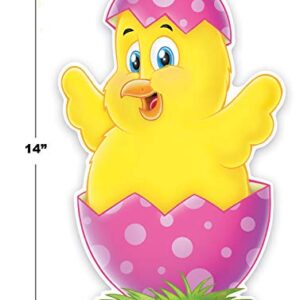 Beistle Happy Easter Bunny and Chicks Cut Outs 4 Piece Spring Time Decorations, 14", Multicolored