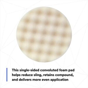 3M Foam Compounding Pad, 05723, Single Sided, Flat Back, Hook and Loop, 8 in (203.2 mm), 2 Pads/Bag , White