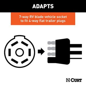 CURT 57240 7-Way RV Blade Vehicle-Side to 4-Way Flat Trailer Wiring Adapter