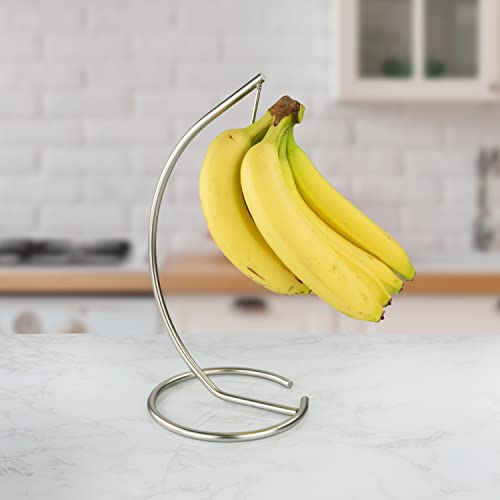 Spectrum Diversified Euro Holder, Fruit Tree, Sturdy Steel Banana Hanger & Soft Pretzel Display for Home or Bar, Countertop Food Storage, 1 Count, Satin Nickel