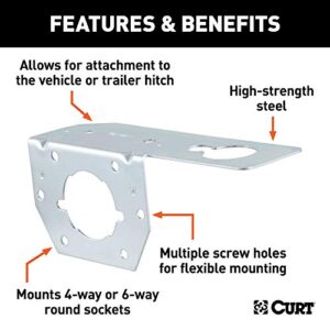 CURT 58210 Vehicle-Side Trailer Wiring Harness Mounting Bracket for 4-Way or 6-Way Round