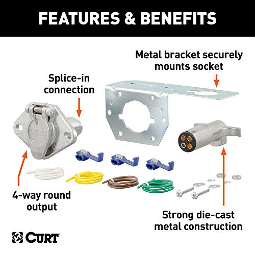 CURT 58677 Vehicle-Side and Trailer-Side 4-Pin Round Wiring Harness Connectors