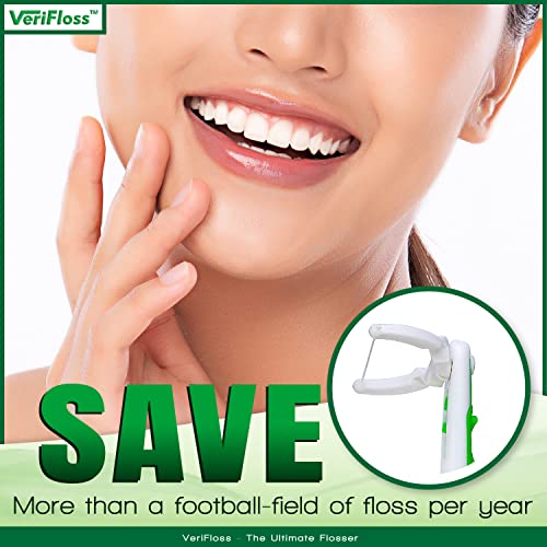 VeriFloss Dental Flosser with 10 Head Refill - Teeth Flossers for Adults & Kids, Flossing Tool - Ergonomic Design w/360° Swivel Head, Glide Lock - Reusable Floss Picks, Cleaning Kit - VeriFresh