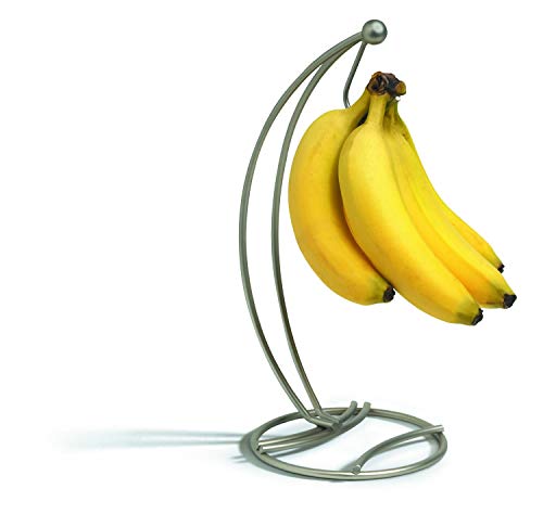 Spectrum Diversified Pantry Works Hanger Produce Saver Banana Holder & Kitchen Décor, Kitchen Countertop Fruit Tree & Hanging Fresh Food Storage, small, Satin Nickel