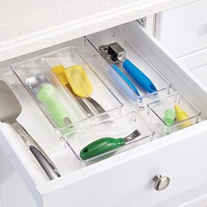 iDesign Linus BPA-Free Plastic Stackable Divided Drawer Organizer Tray - 6" x 9" x 2.25", Clear