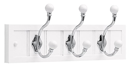 Brainerd R46139J-W-L Three Hook 18-inch Wide Kendra Coat and Hat Rail/Rack , White