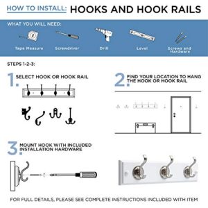 Brainerd R46139J-W-L Three Hook 18-inch Wide Kendra Coat and Hat Rail/Rack , White