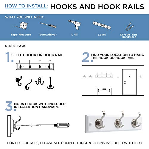 Brainerd R46139J-W-L Three Hook 18-inch Wide Kendra Coat and Hat Rail/Rack , White